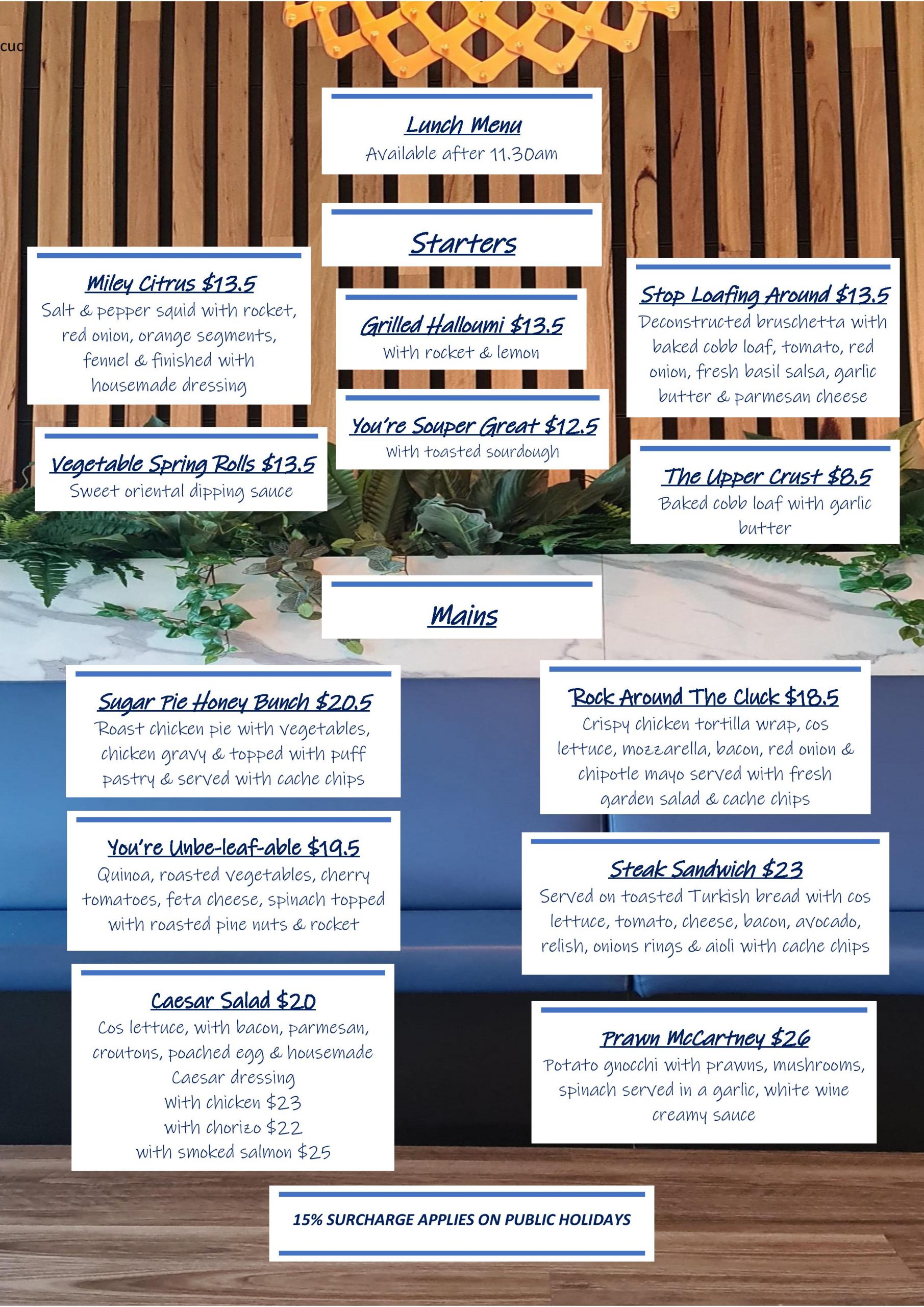 Menu - Wyndham Cache