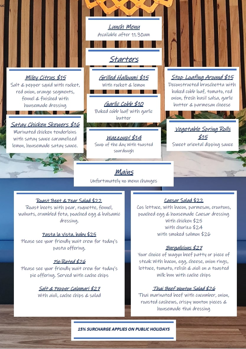 Menu - Wyndham Cache