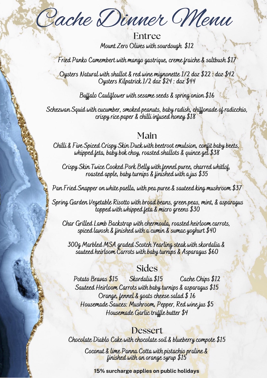 Menu - Wyndham Cache