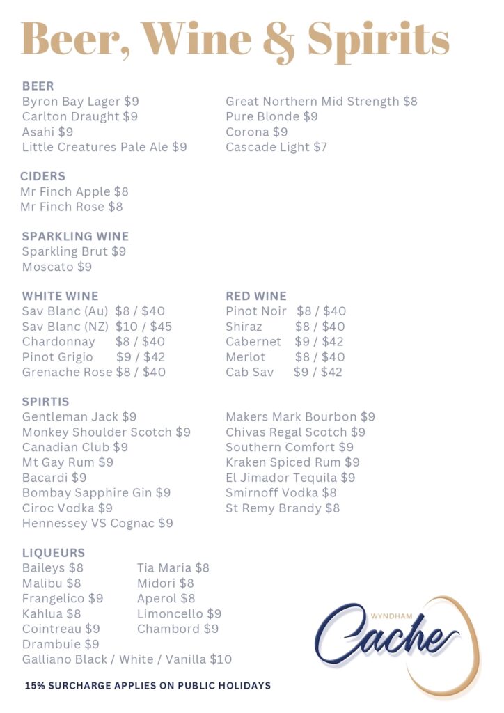 Menu - Wyndham Cache