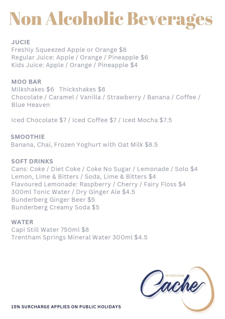 Menu - Wyndham Cache