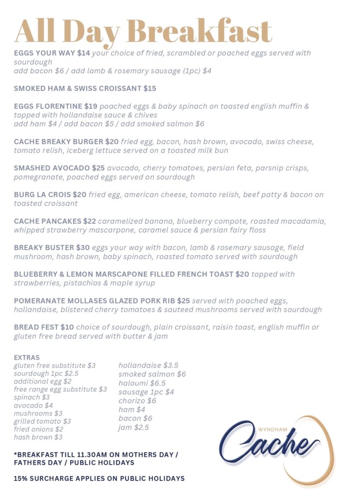 Menu - Wyndham Cache