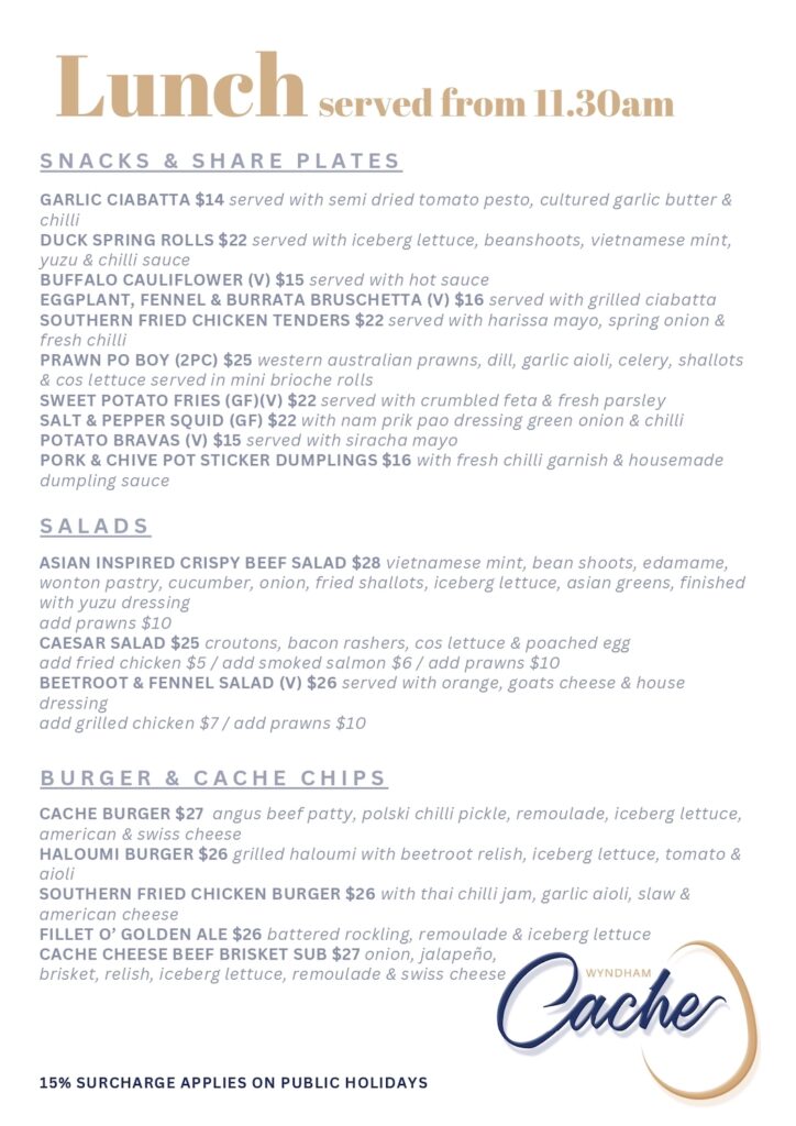 Menu - Wyndham Cache