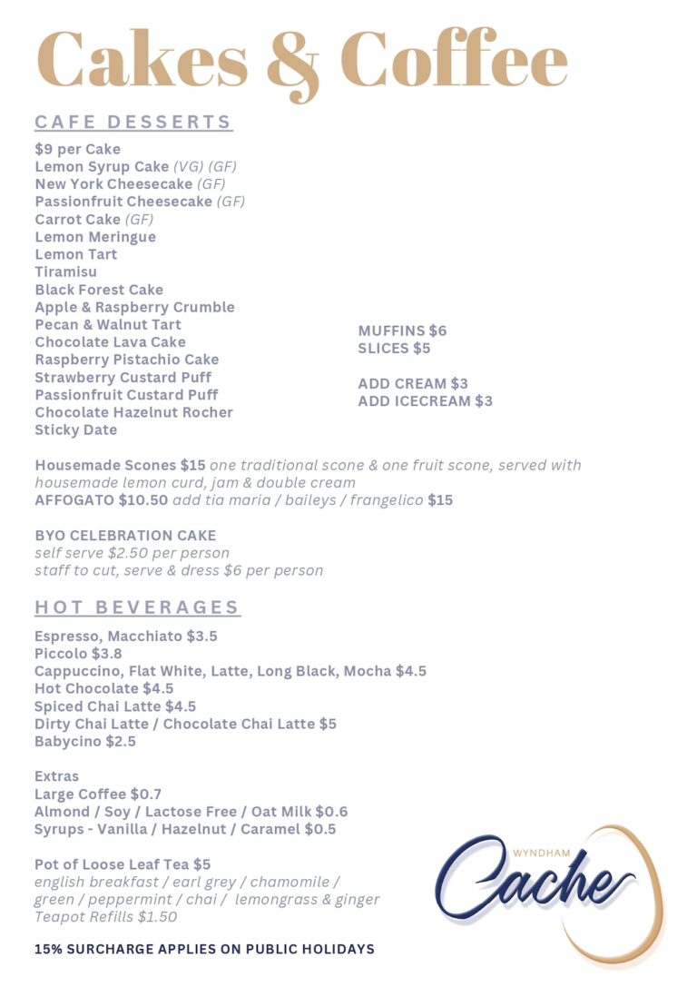 Menu - Wyndham Cache