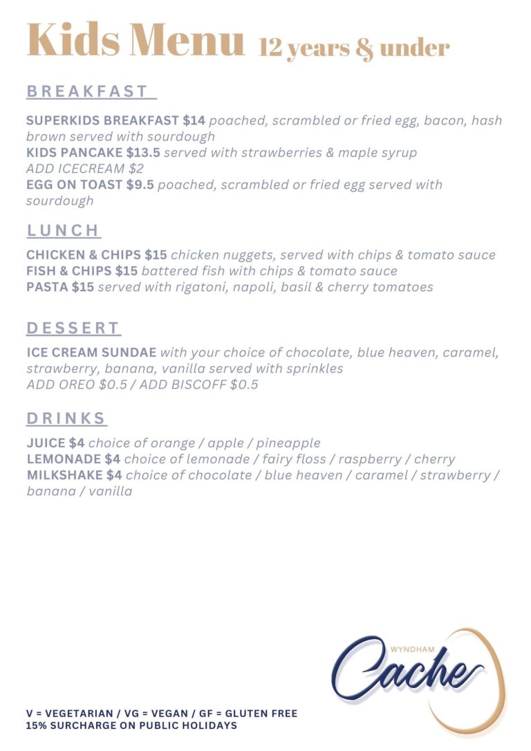 Menu - Wyndham Cache